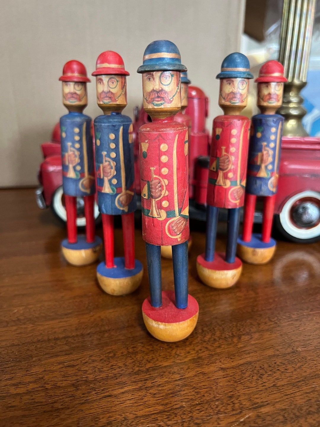 Wooden Tin Soilders Ives Military Six Wooden Tin Soldiers Skittles Toy ...