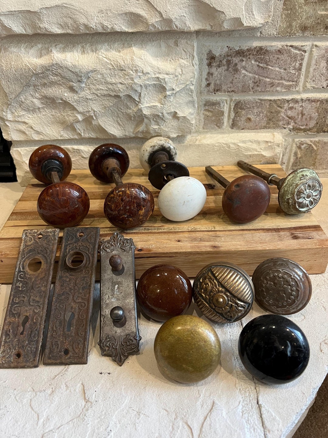 Bundle of Victorian Doorknobs Ornate Brass, Steel Lockplate and ...