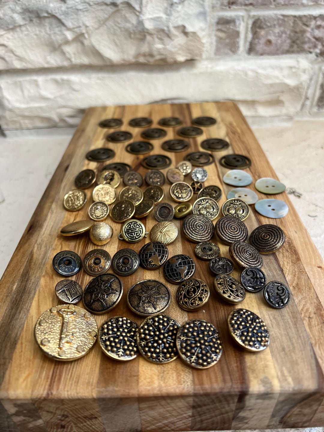 Vintage Brass Button Bundle: 69 Unique Metal Uniform Buttons - Etsy