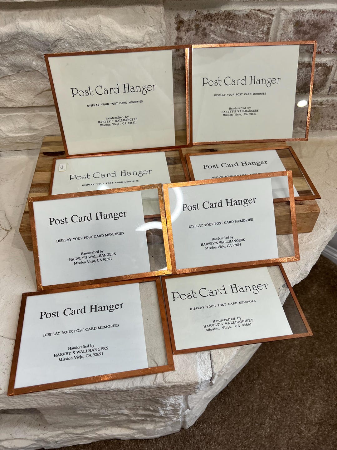 Postcard Card Hangers ~ Encased in Glass With Bronze/brass Edges ...