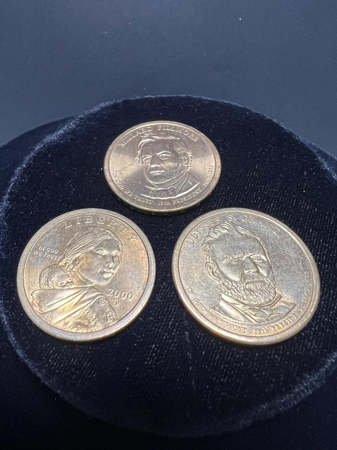 Set of 3 U.S. One Dollar Coins - 2000 Sacagawea, 2011 Millard Fillmore ...