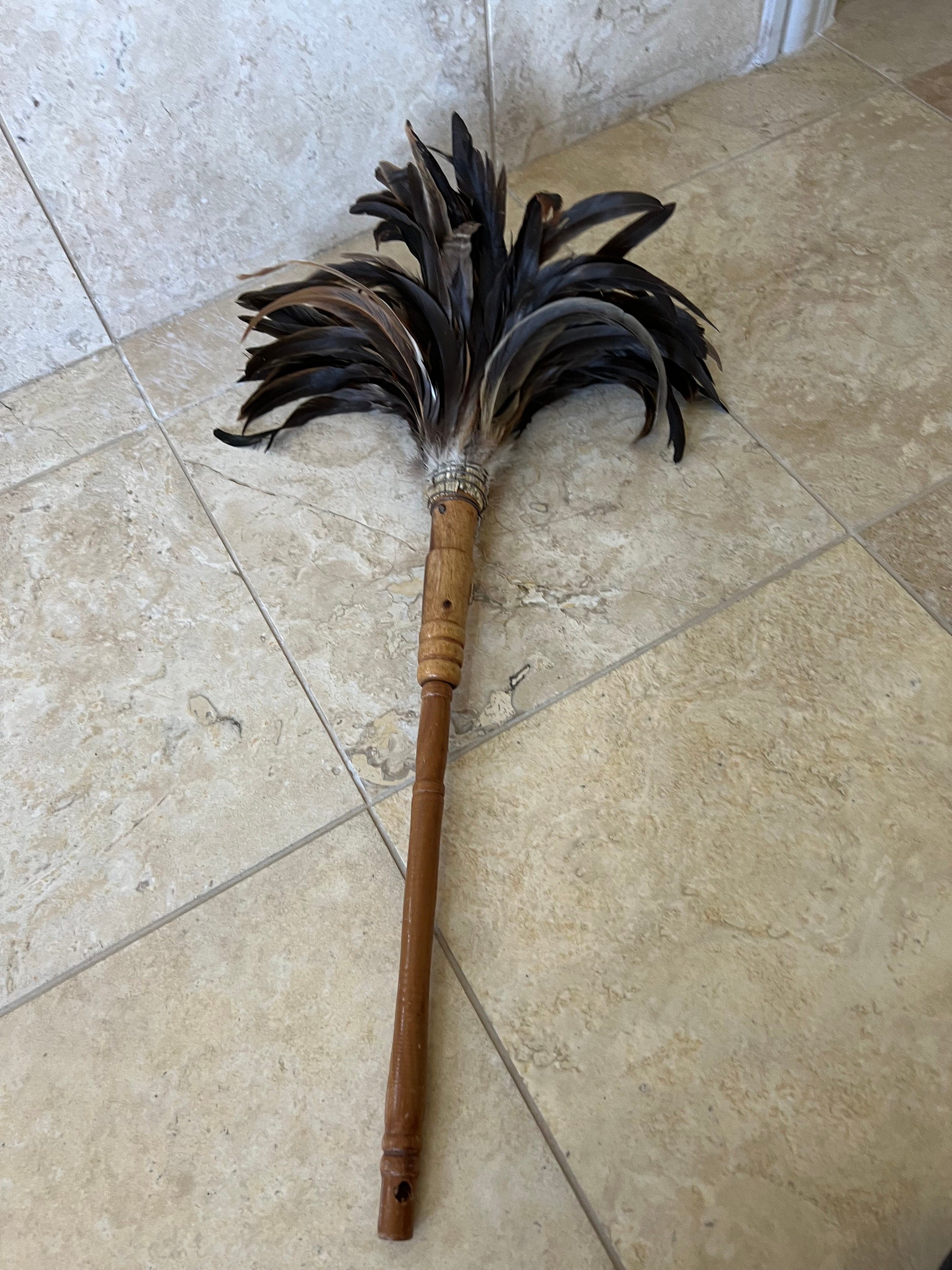 Vintage Victorian Feather Duster Antique Turkey Feather Duster Wooden ...