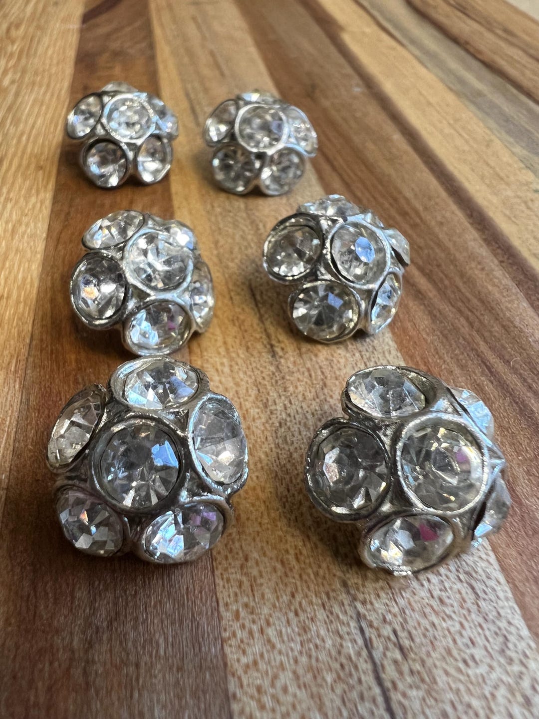Art Deco Rhinestone Flower Buttons: Silver Cluster Collectibles - Etsy