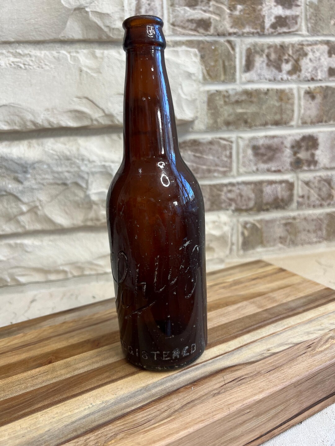 Vintage Schlitz Beer Bottle - Embossed Amber Glass | Antique Brewery Collectible, Rustic Bar ...