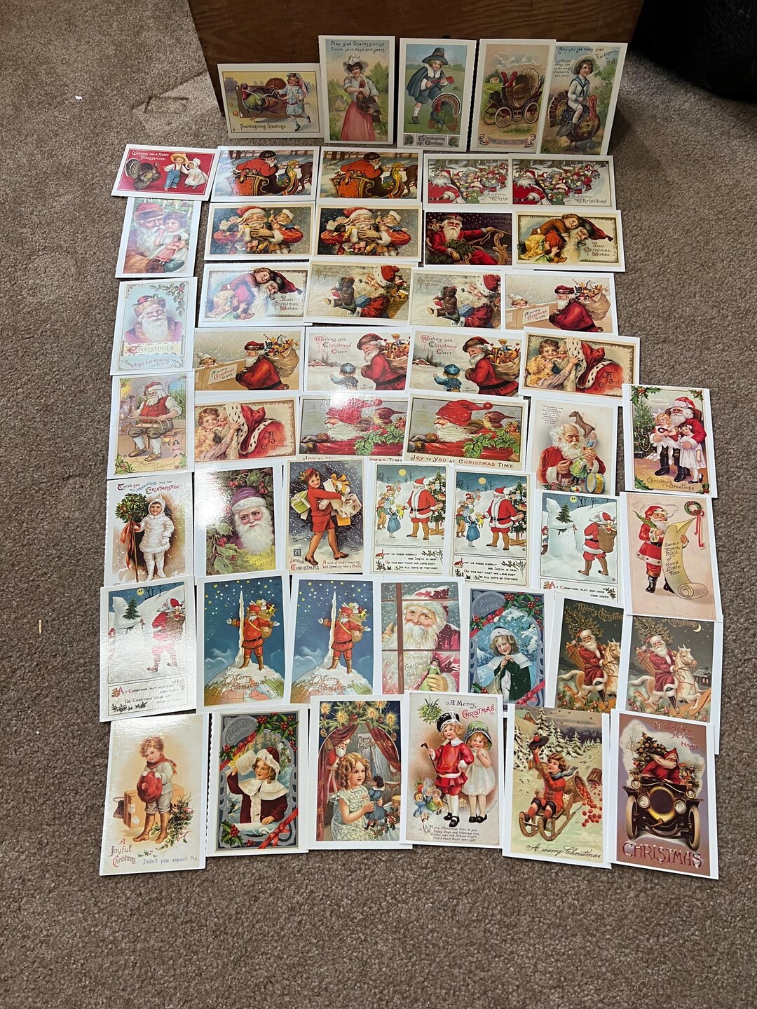 Bundle of Old Fashion Christmas and Thanksgiving Postcards ~ Vintage ...