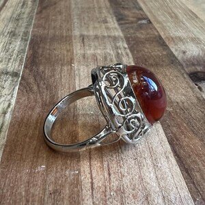Authentic Amber Ring With a Silver Floral Design. Vintage Amber Ring - Etsy