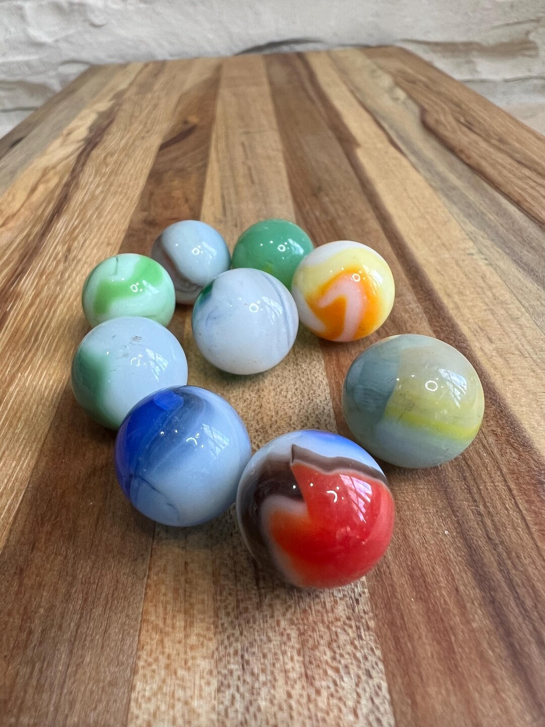 Vintage Swirl Glass Marbles Set of 9 - Collectible Decorative Marbles ...