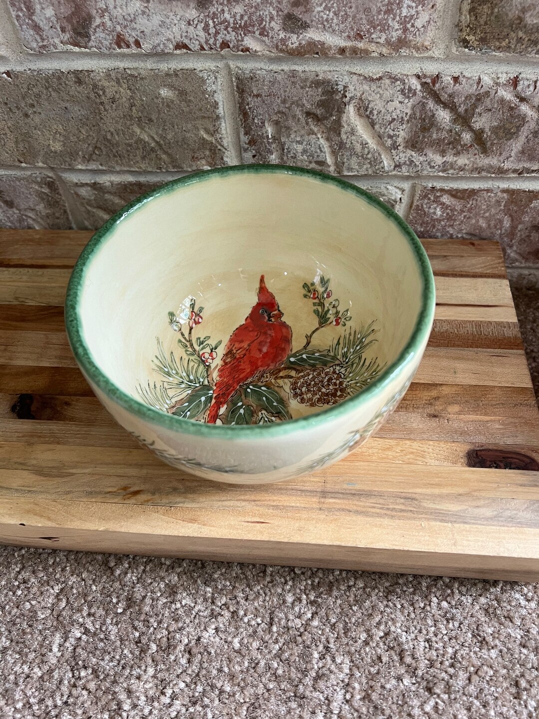 Pacific Rim Hand Painted Ceramic Bowl Cardinal Pine/ Vintage 2004 ...