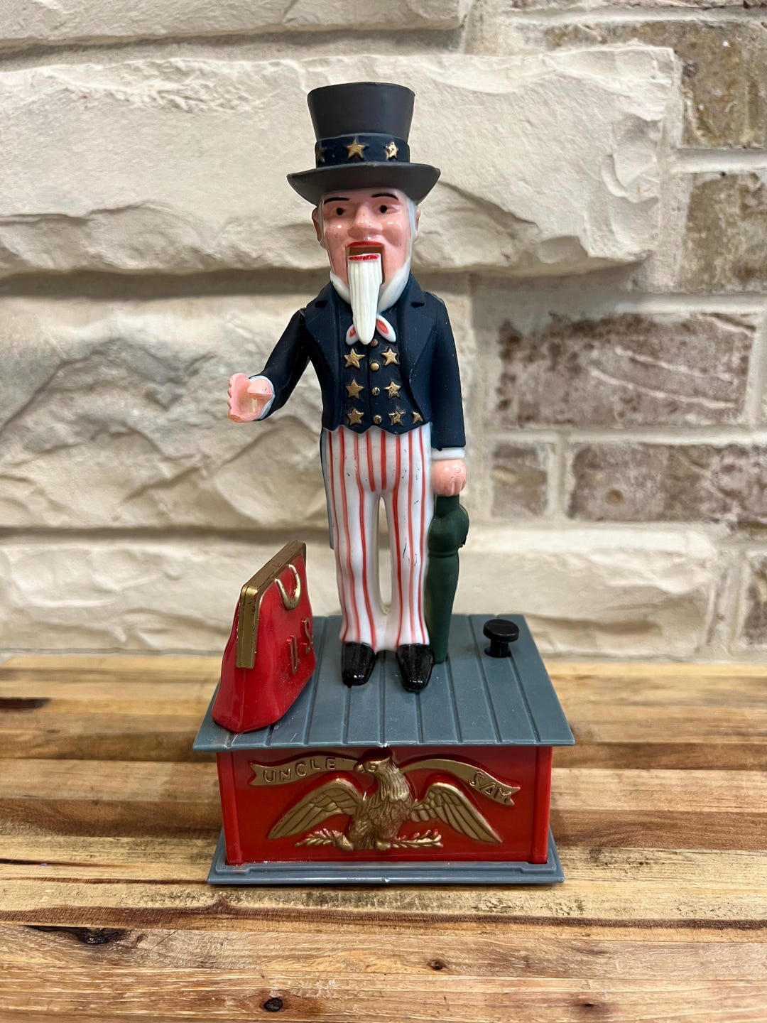 Vintage Uncle Sam Coin Bank: Patriotic Moving Parts Figurine - Etsy
