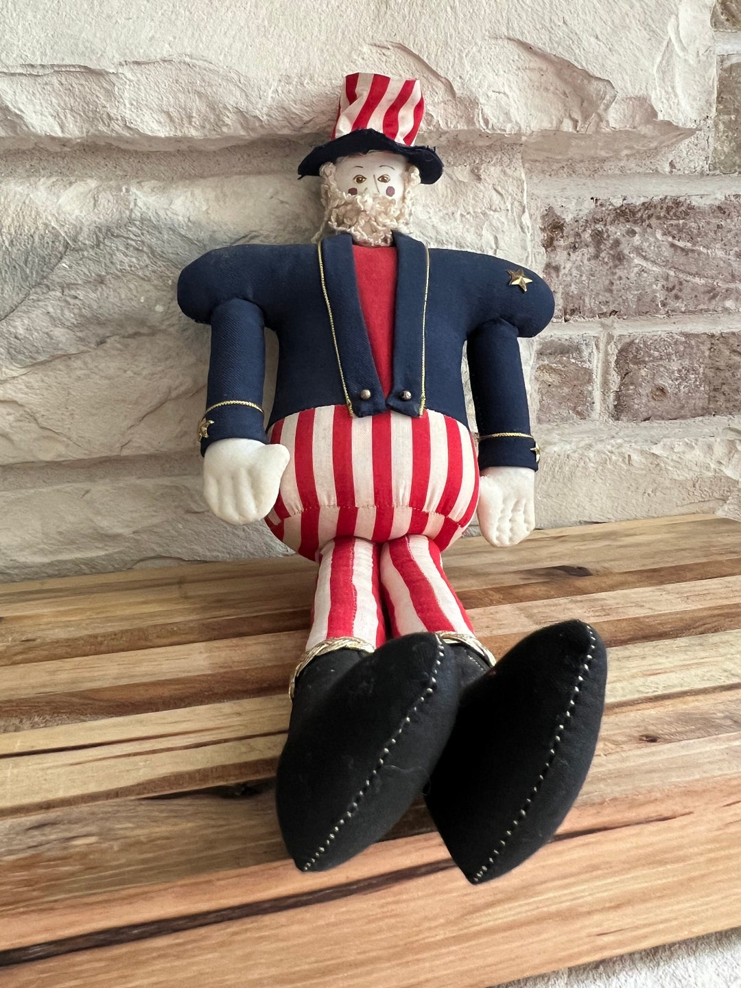Uncle Sam Doll Independence Day Doll Fabric Vintage Uncle Sam Doll Red ...