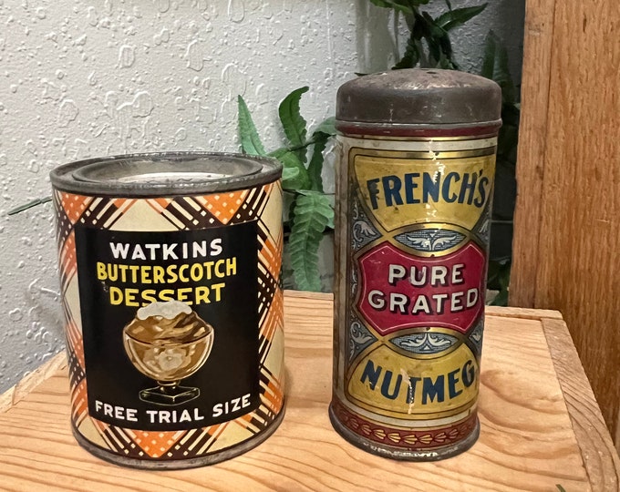 Vintage Spice Tins Watkins Butterscotch Dessert and French's Pure ... Vintage Spice Tins Watkins Butterscotch Dessert and French's Pure ...