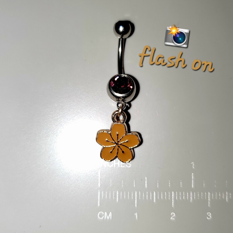 Moonstone Cosmetix Brown Gemstone With Taupe Cherry Blossom Charm Navel ...