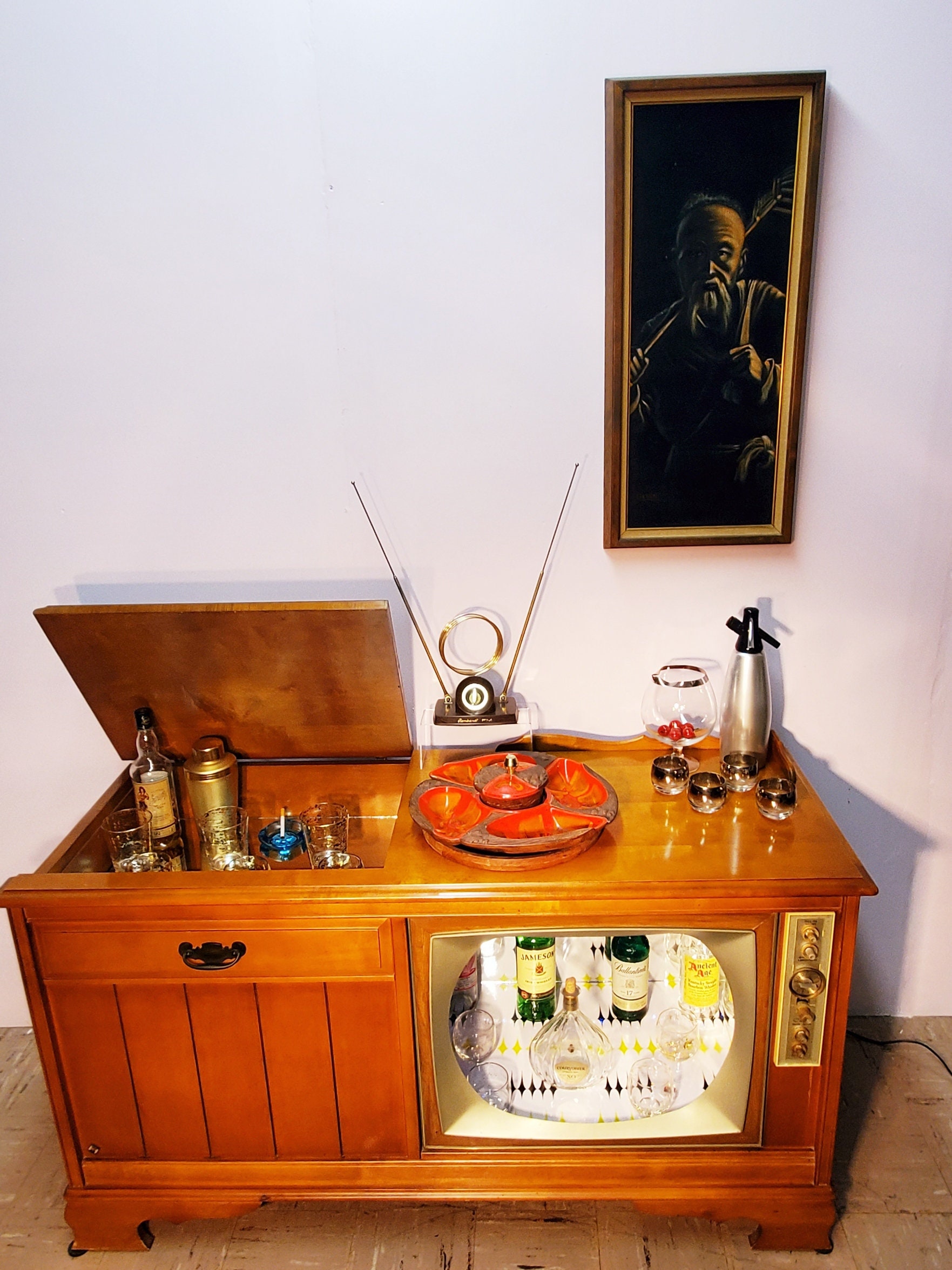 Mid Century 1960's Packard Bell Console TV Bar With Bluetooth and LED ...