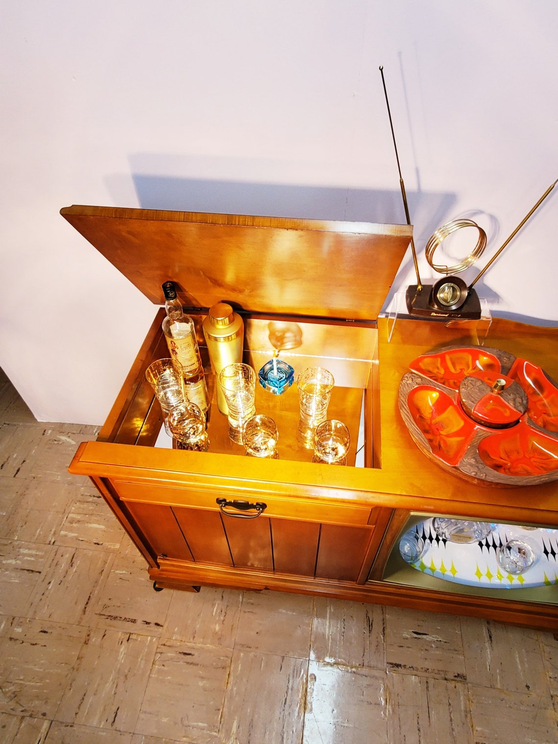 Mid Century 1960's Packard Bell Console TV Bar With Bluetooth and LED ...