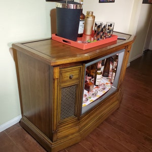 Mid Century 1980"s Tv Bar With Bluetooth and Multi-colored Led Lighting ...
