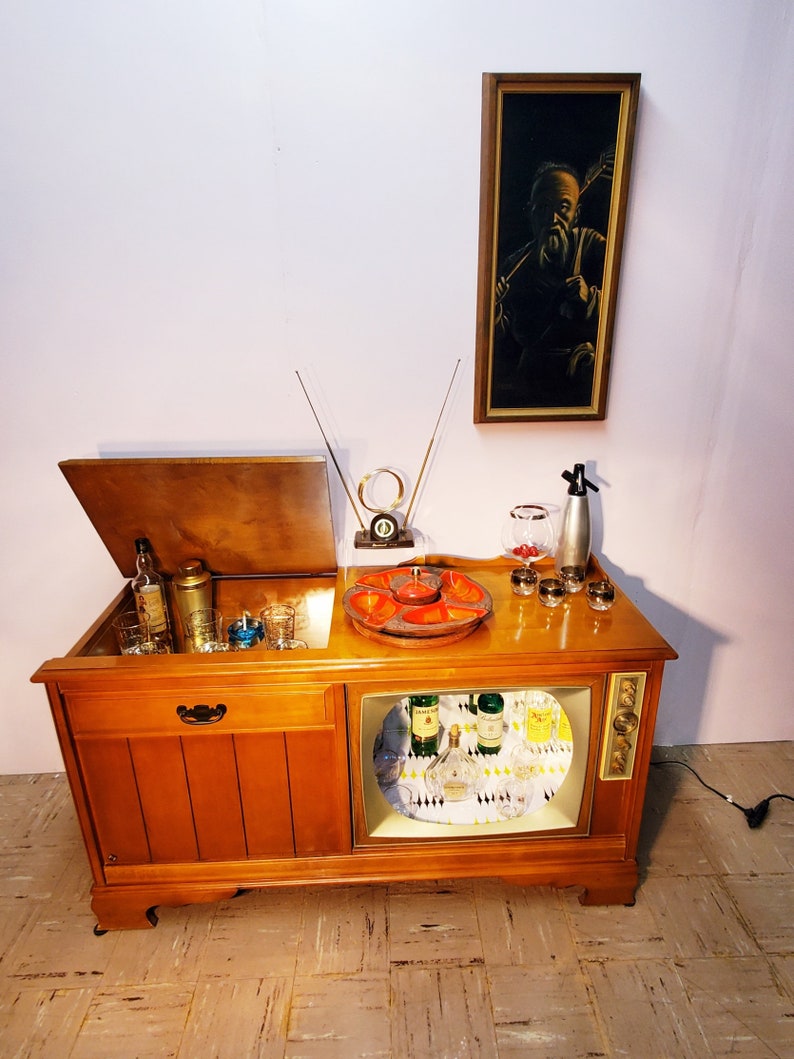 Mid Century 1960's Packard Bell Console TV Bar With Bluetooth and LED ...