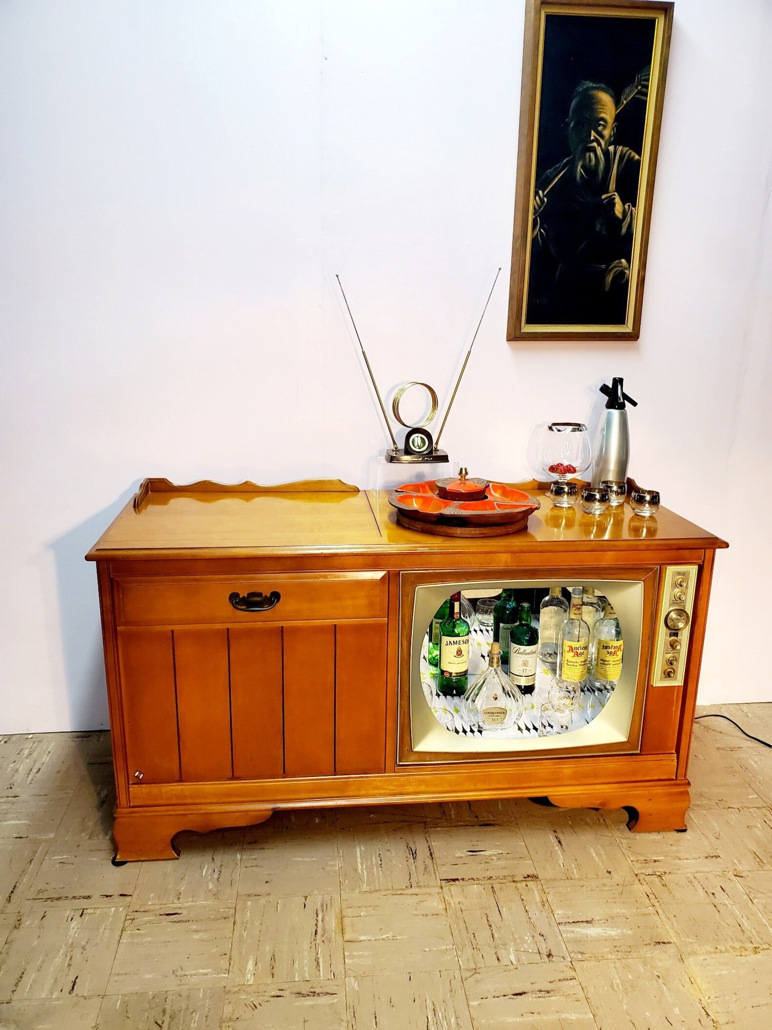 Mid Century 1960's Packard Bell Console TV Bar With Bluetooth and LED ...