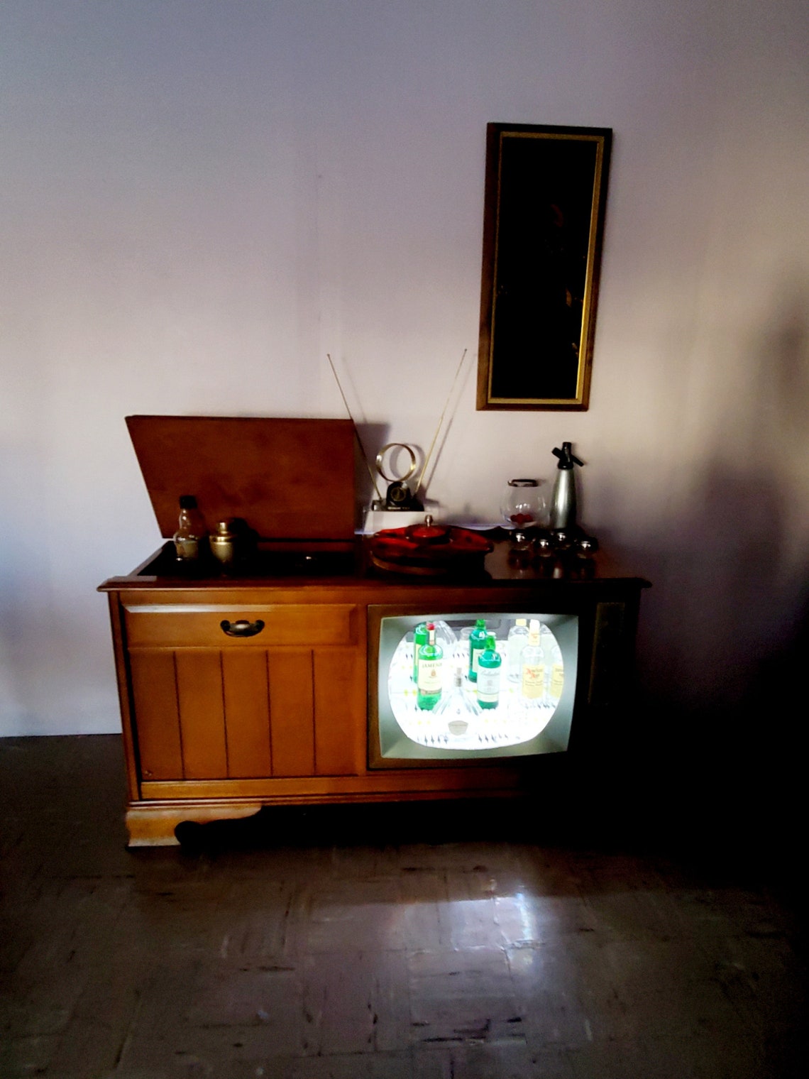 Mid Century 1960's Packard Bell Console TV Bar With Bluetooth and LED ...