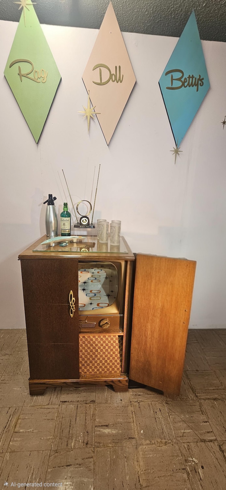Mid Century 1950's Dumont TV Bar With Bluetooth and Multi-color Lights ...