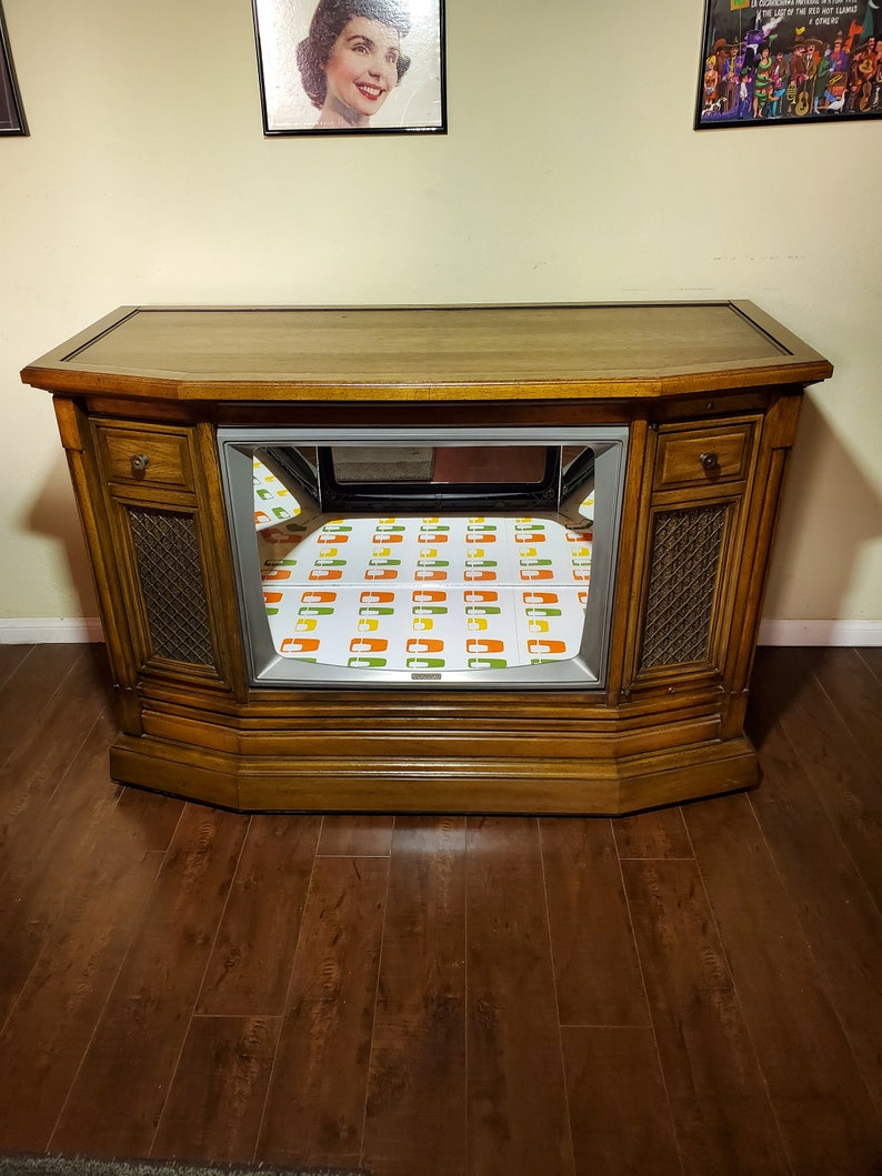 Mid Century 1980"s Tv Bar With Bluetooth and Multi-colored Led Lighting ...