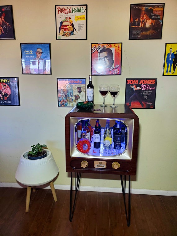 Mid Century 1950 S Hoffman Tv Bar With Bluetooth and Multi color Led Lights Etsy
