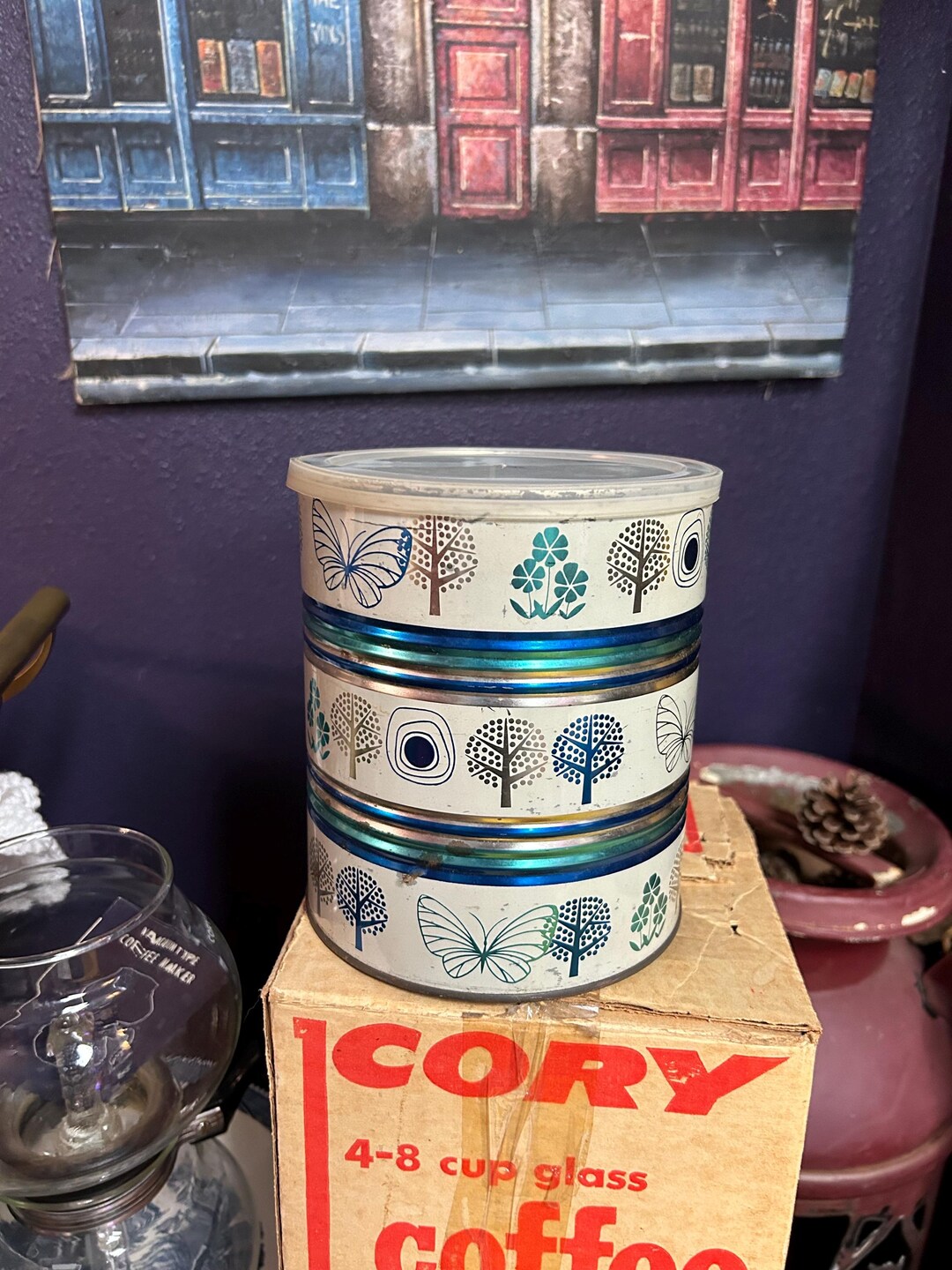 Vintage 1960s Mid Century Butternut Coffee Decorative Series Butterfly ...