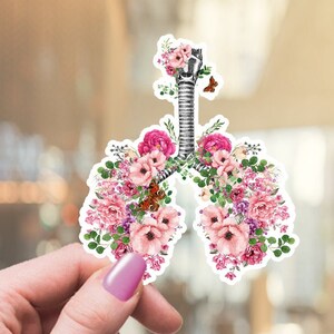 Respiratory Therapist Vinyl Stickers, Bloom Lungs Colorful, Human ...