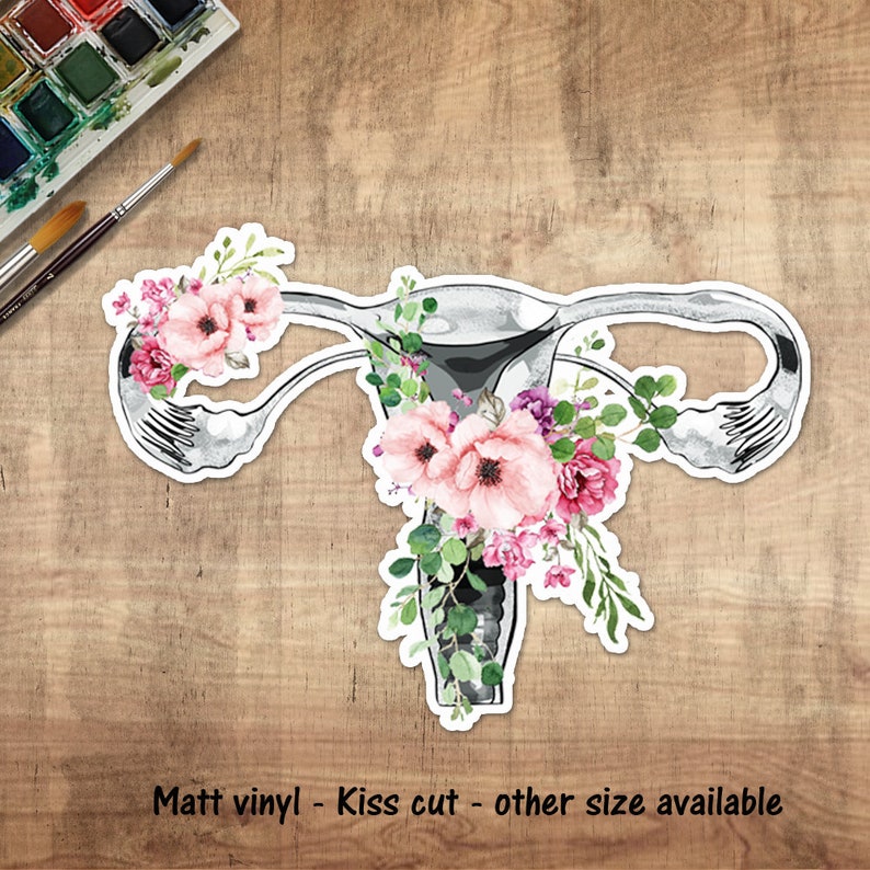 Floral Uterus Woman Uterus Art Feminismhuman Anatomyvinyl | Etsy