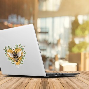 Bee, Bumblebee, and Flowers Vinyl Sticker Water Resistant, Laptop ...