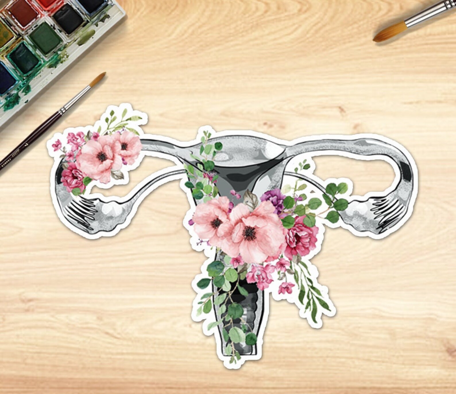 Floral Uterus Woman Uterus Art Feminismhuman Anatomyvinyl - Etsy
