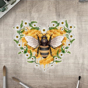 Bee, Bumblebee, and Flowers Vinyl Sticker Water Resistant, Laptop ...