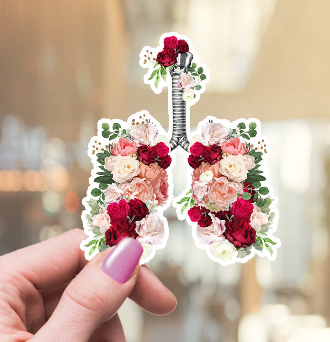Flowers Lungs Roses Vinyl Stickers, Respiratory Therapist,pulmonary ...