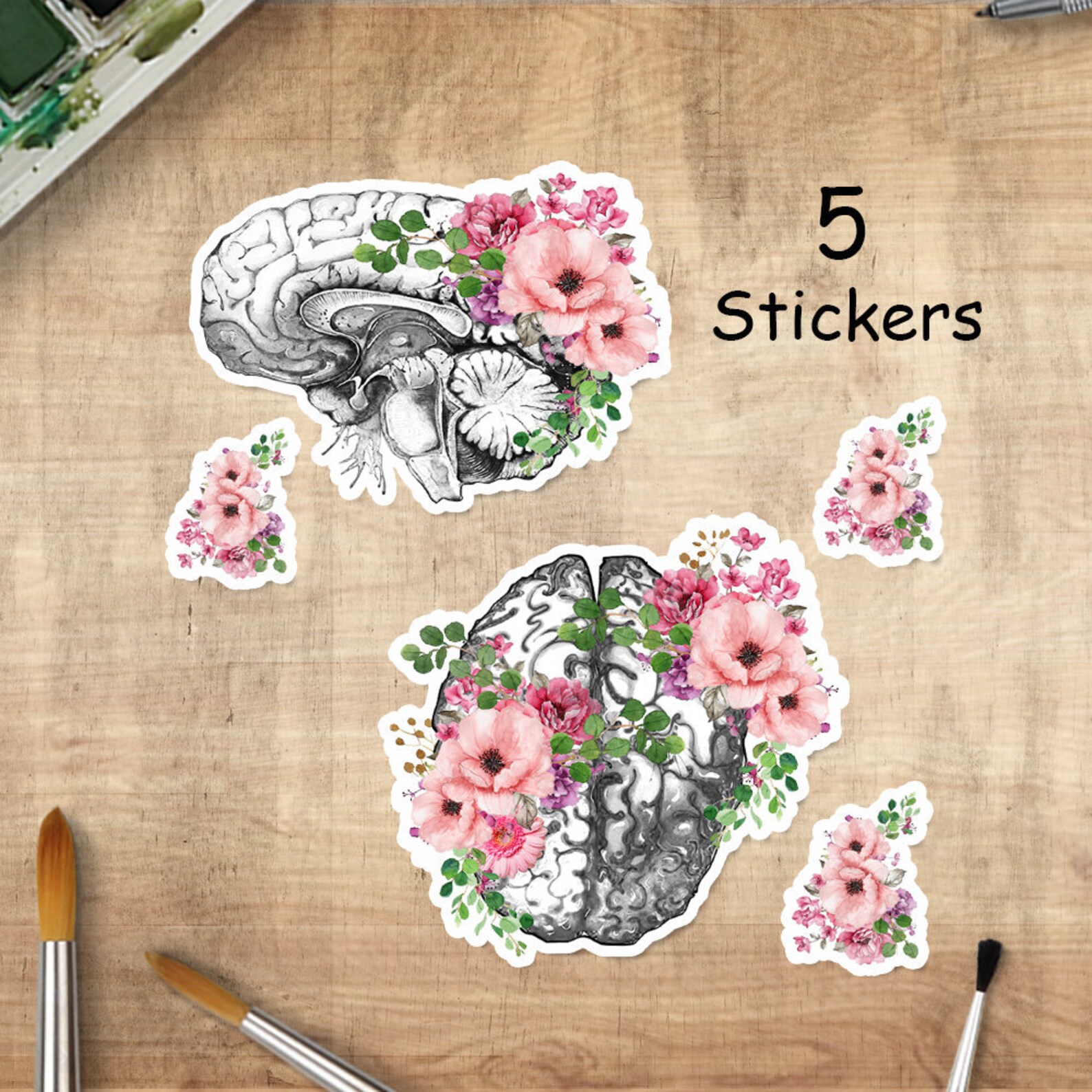 Anatomical floral Brain StickersHuman Brainvinyl | Etsy