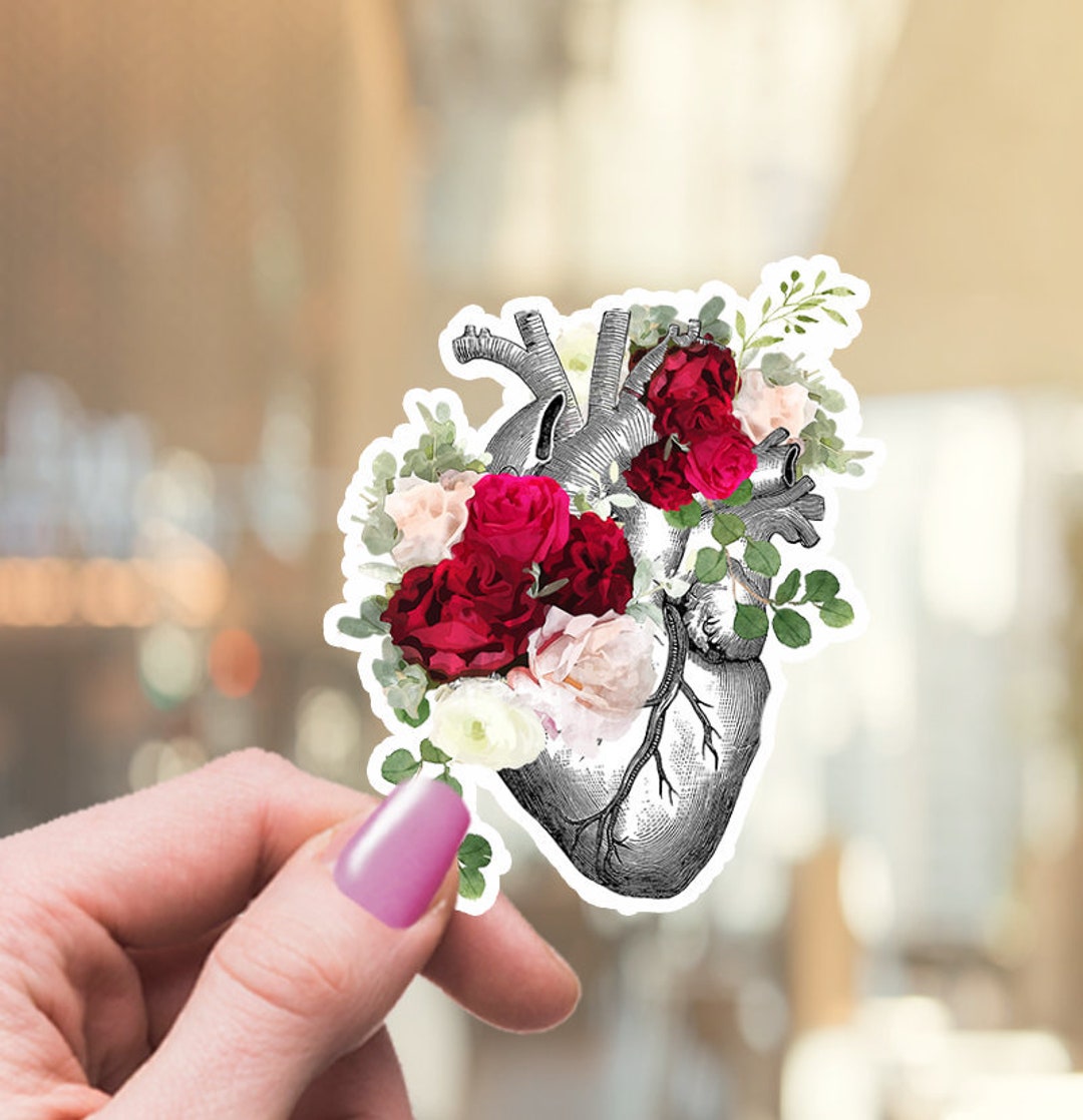 Spring Floral Human Heart Rose Flowers, ,vinyl Stickers,science ...