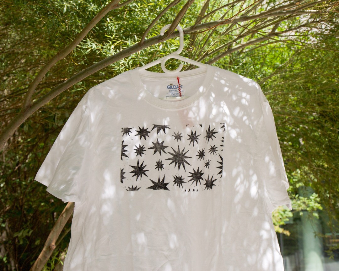 Starburst Tee Shirt. Star Tee. Constellation Block Print. Celestial ...