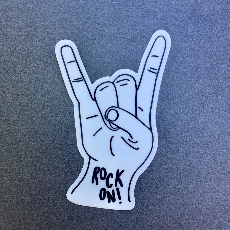 Rock on Sticker. Rock on Hand. Vinyl Sticker. Laptop Sticker. - Etsy