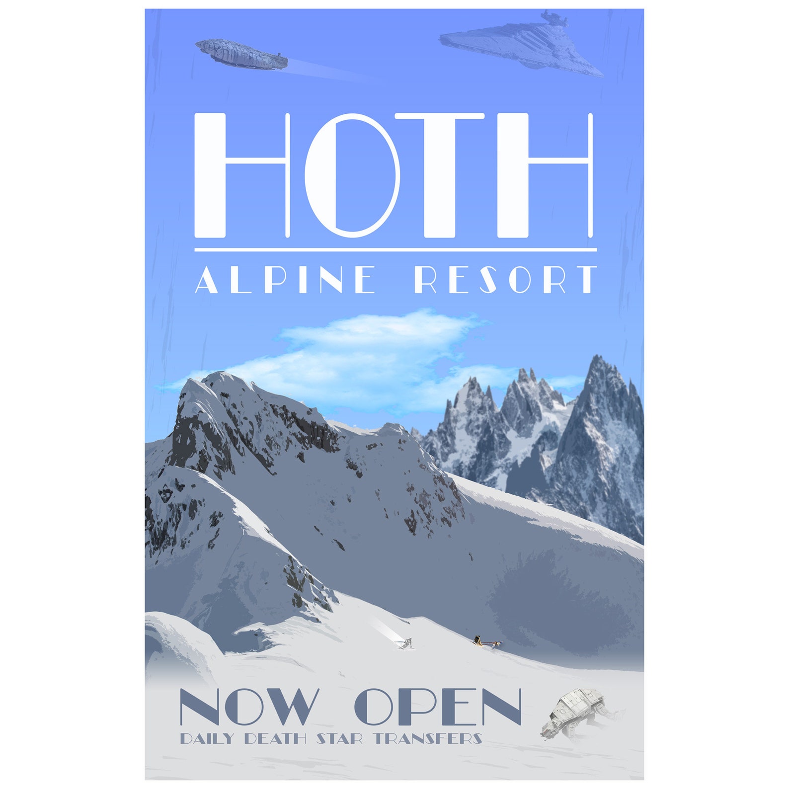 Hoth Alpine Resort Poster Art Print Skiing Snow Retro Tourist Etsy
