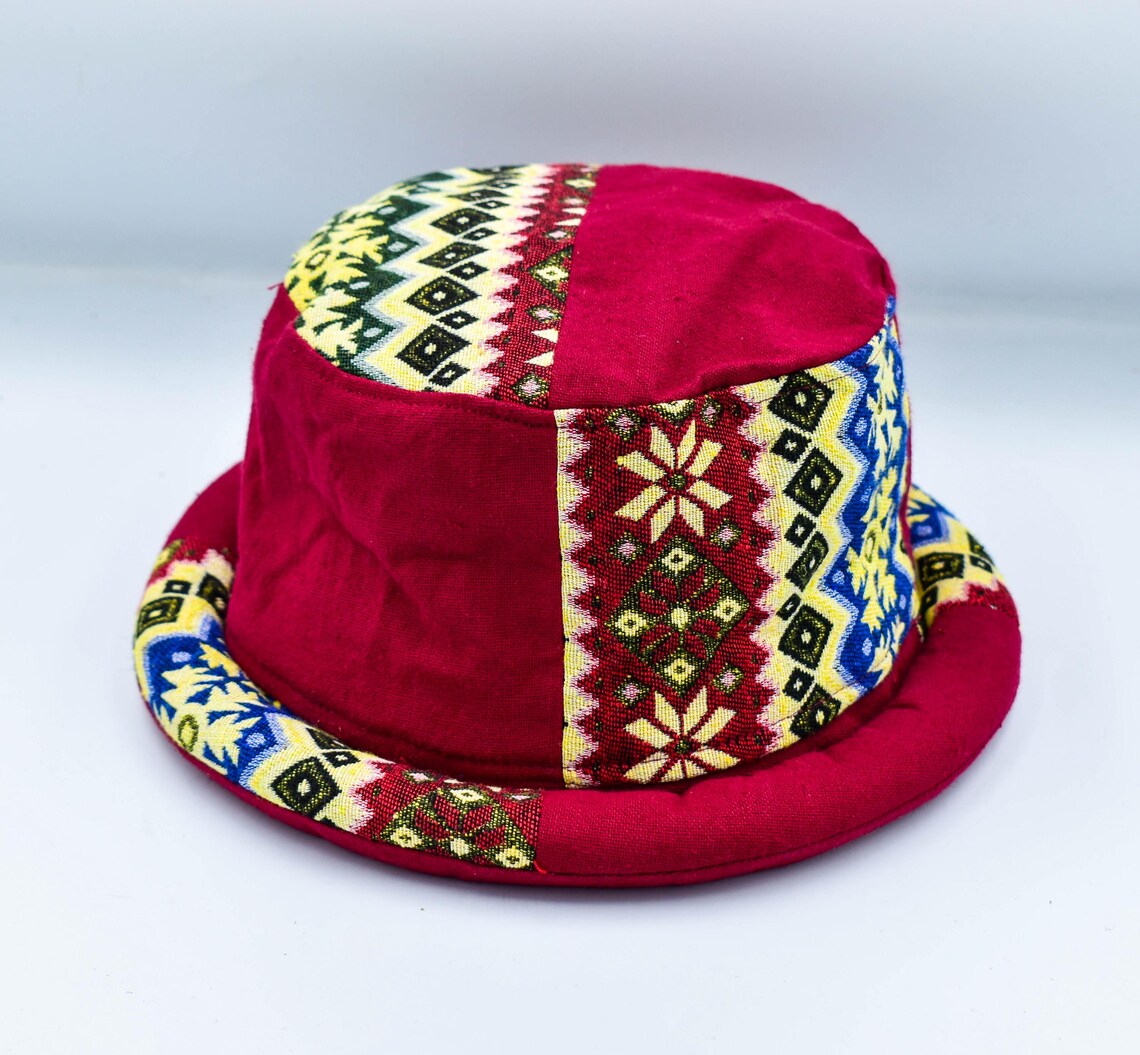 Hippie Bucket Hat, Boho Hat, Roll Brim Hat, Thai Hat, Festival Hat ...
