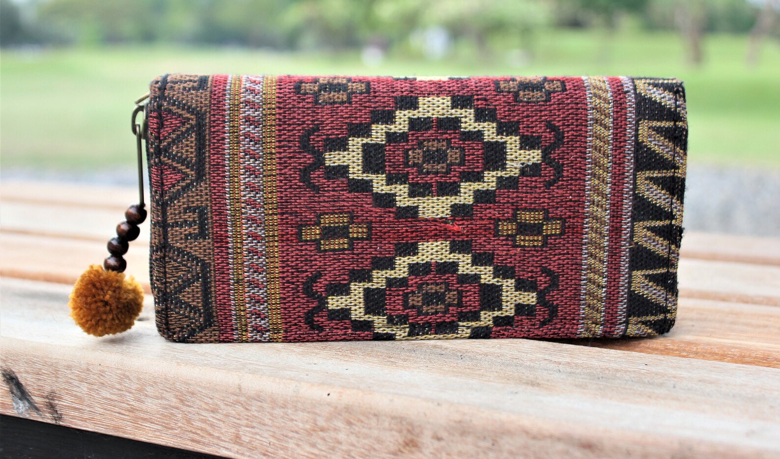 Wristlet Wallet Aztec Geometric Gold Hue Tapestry Vegan | Etsy