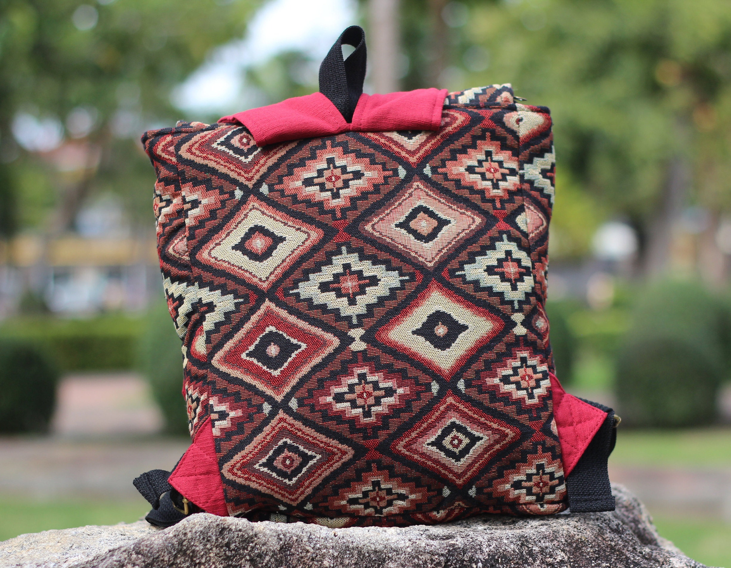 Backpack Tribal Geometric American Southwest Rucksack Vegan | Etsy