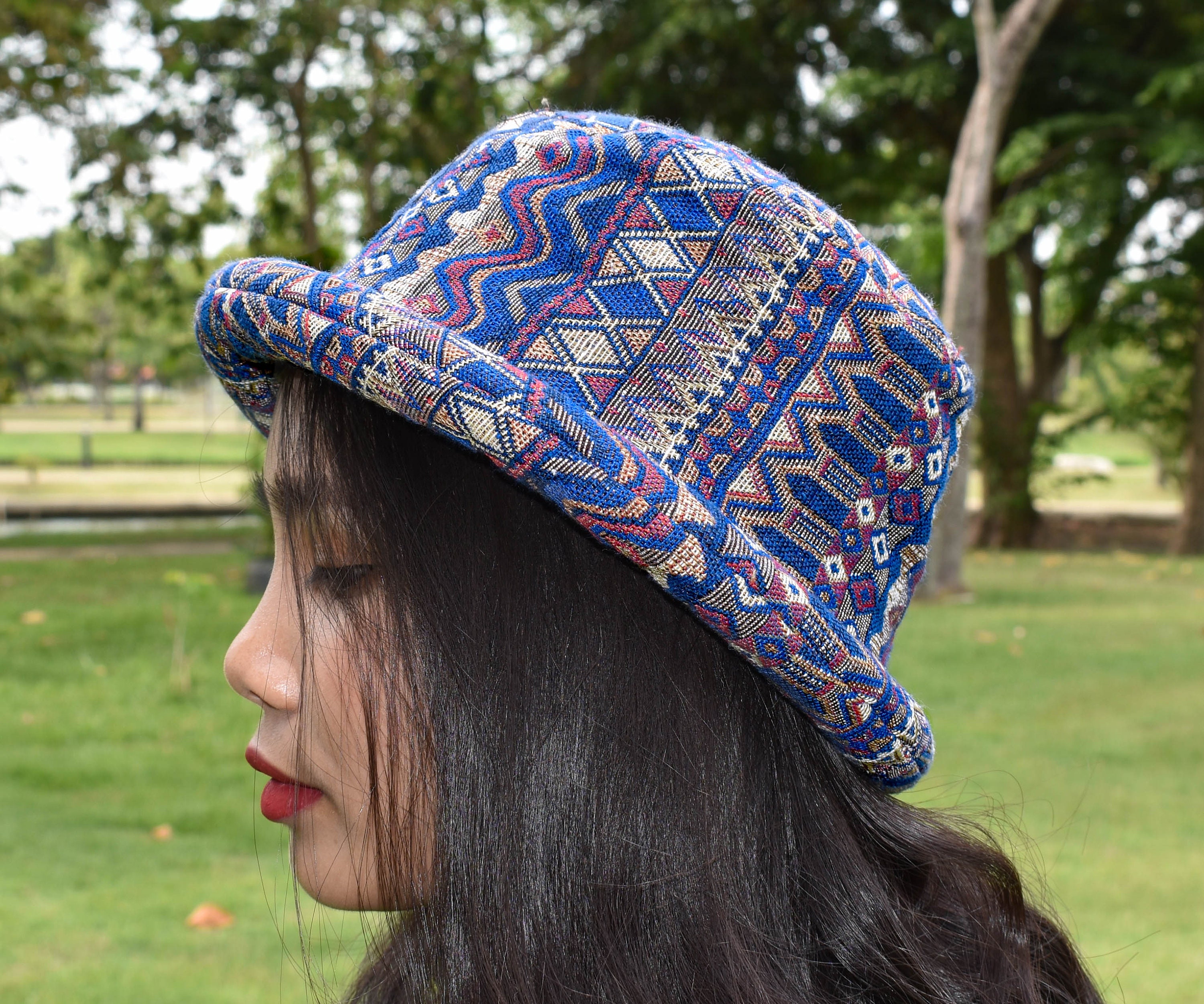 Bucket Hat festival hat Party Hat Roll Brim Hat Tribal | Etsy