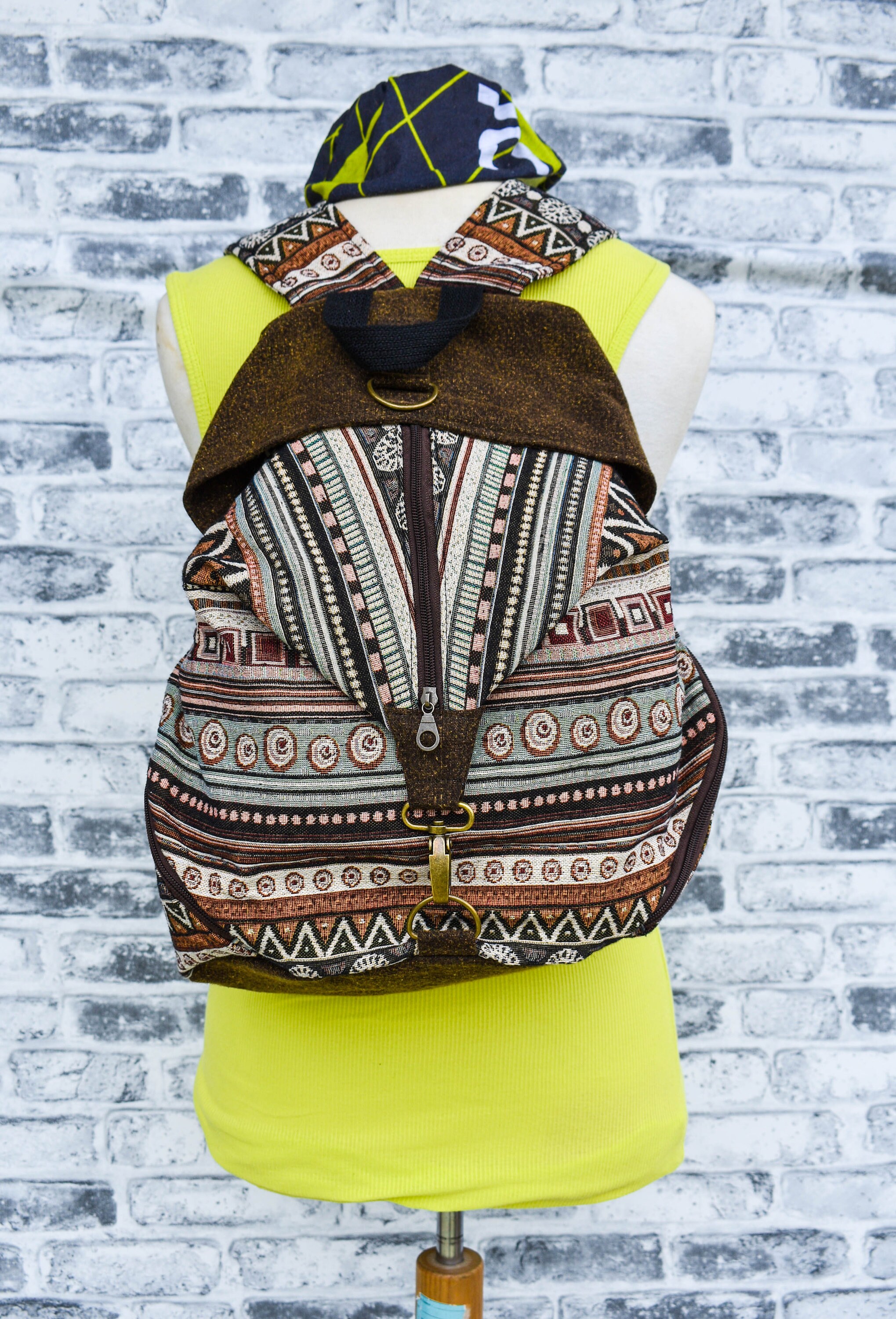 Brown Ethnic Rucksack Medium Backpack School Backpack | Etsy