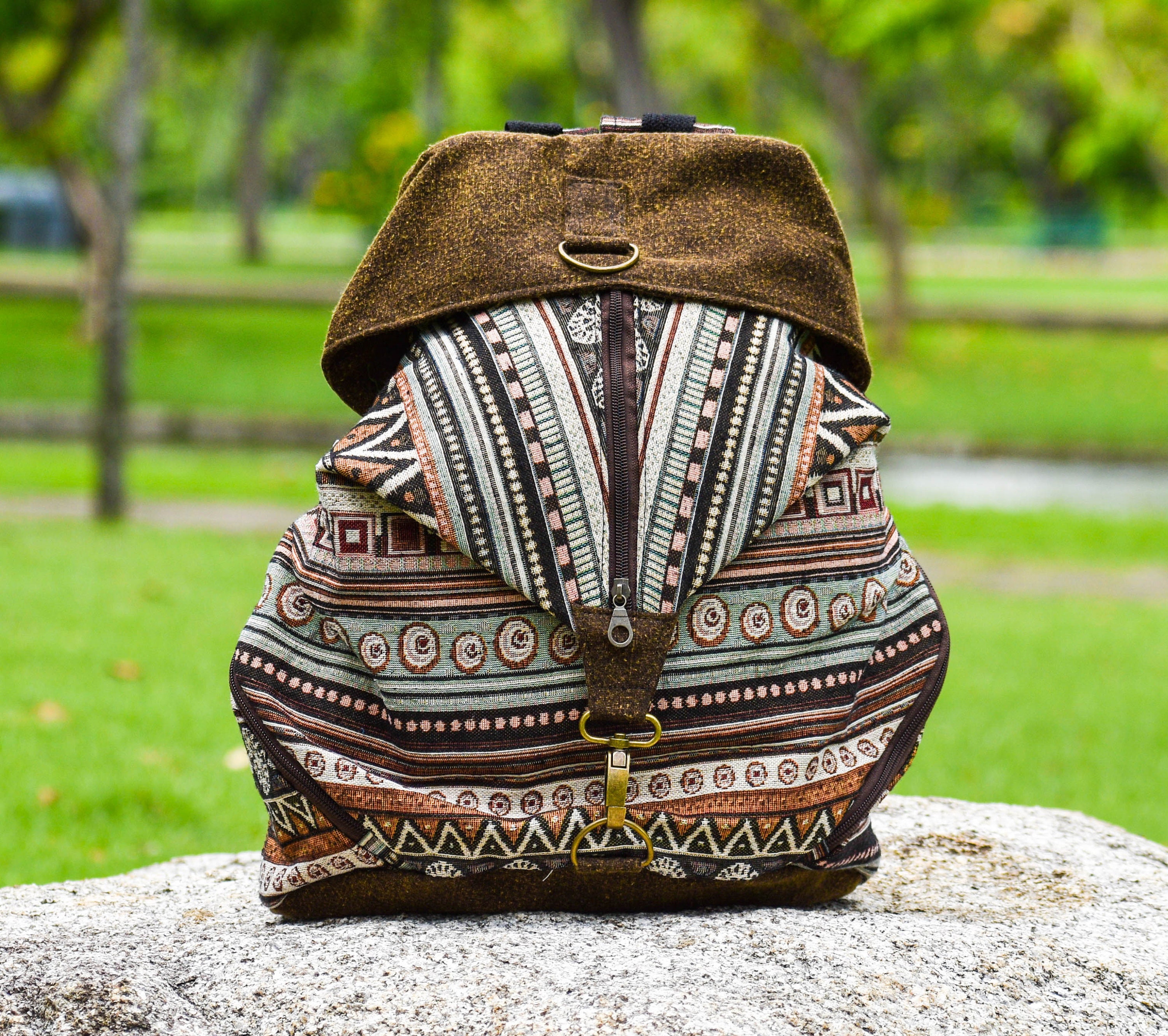 Brown Ethnic Rucksack Medium Backpack School Backpack | Etsy