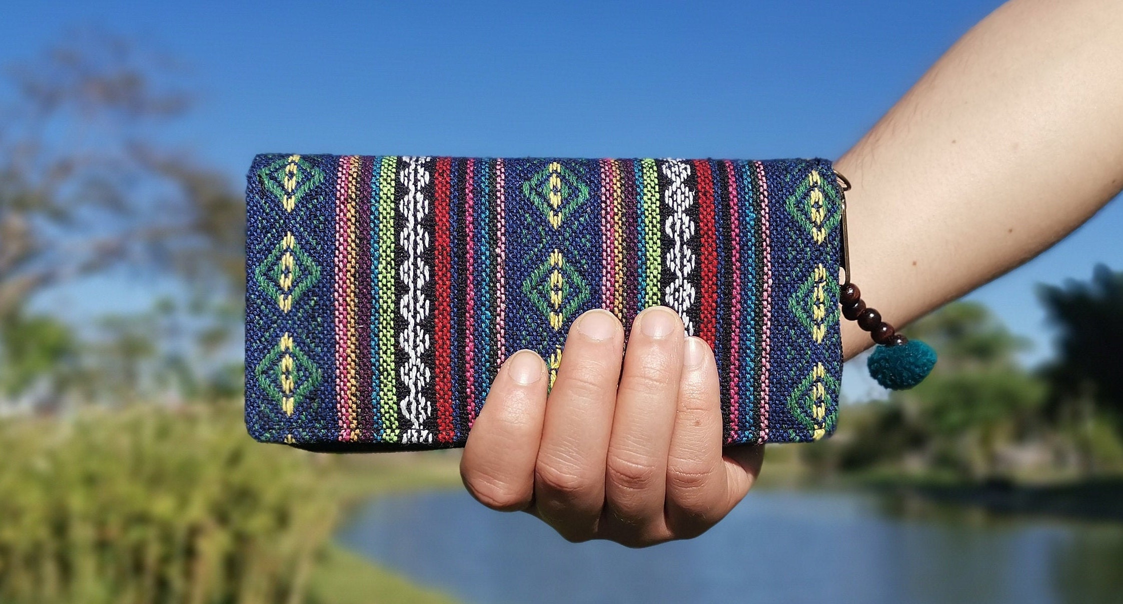 Womens Wallet Hippie Striped Nepali Fabric Ikat Colorful | Etsy