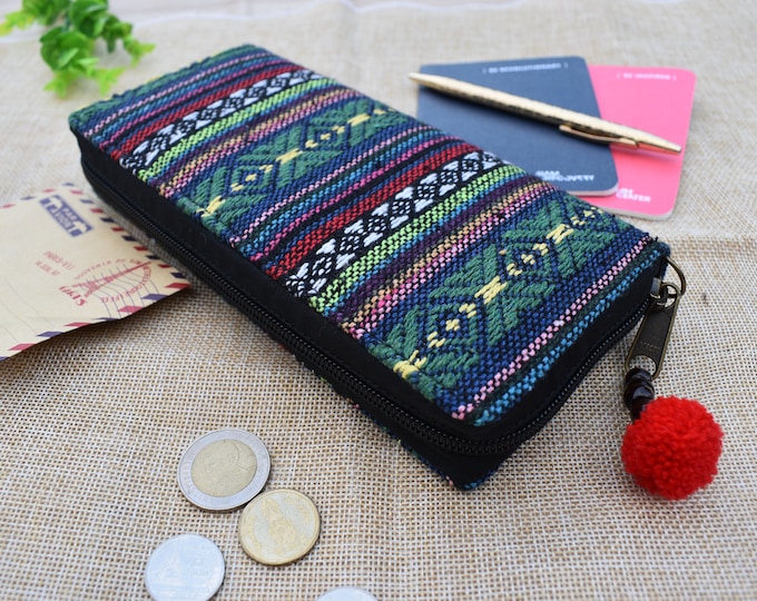 Womens Wallet Hippie Striped Nepali Fabric Ikat Colorful Hippie Purse ...