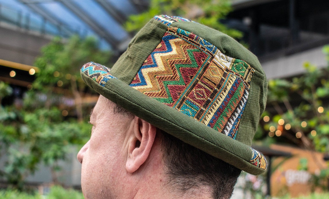 Roll Brim Hat With Aztec Patterns Mustard With Multi-colored - Etsy