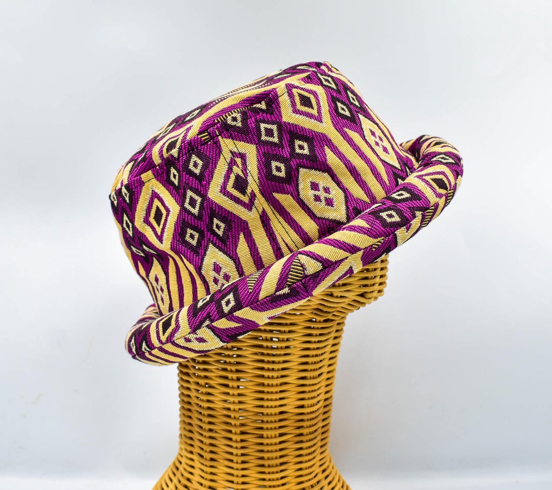 Hippie Bucket Hat, Boho Hat, Roll Brim Hat, Thai Hat, Pink Festival Hat ...