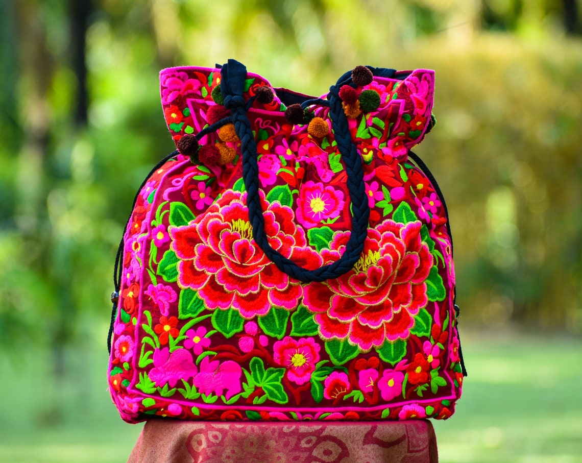 Large Hmong Bag Shoulder Bag Colorful Handbag Embroidered - Etsy