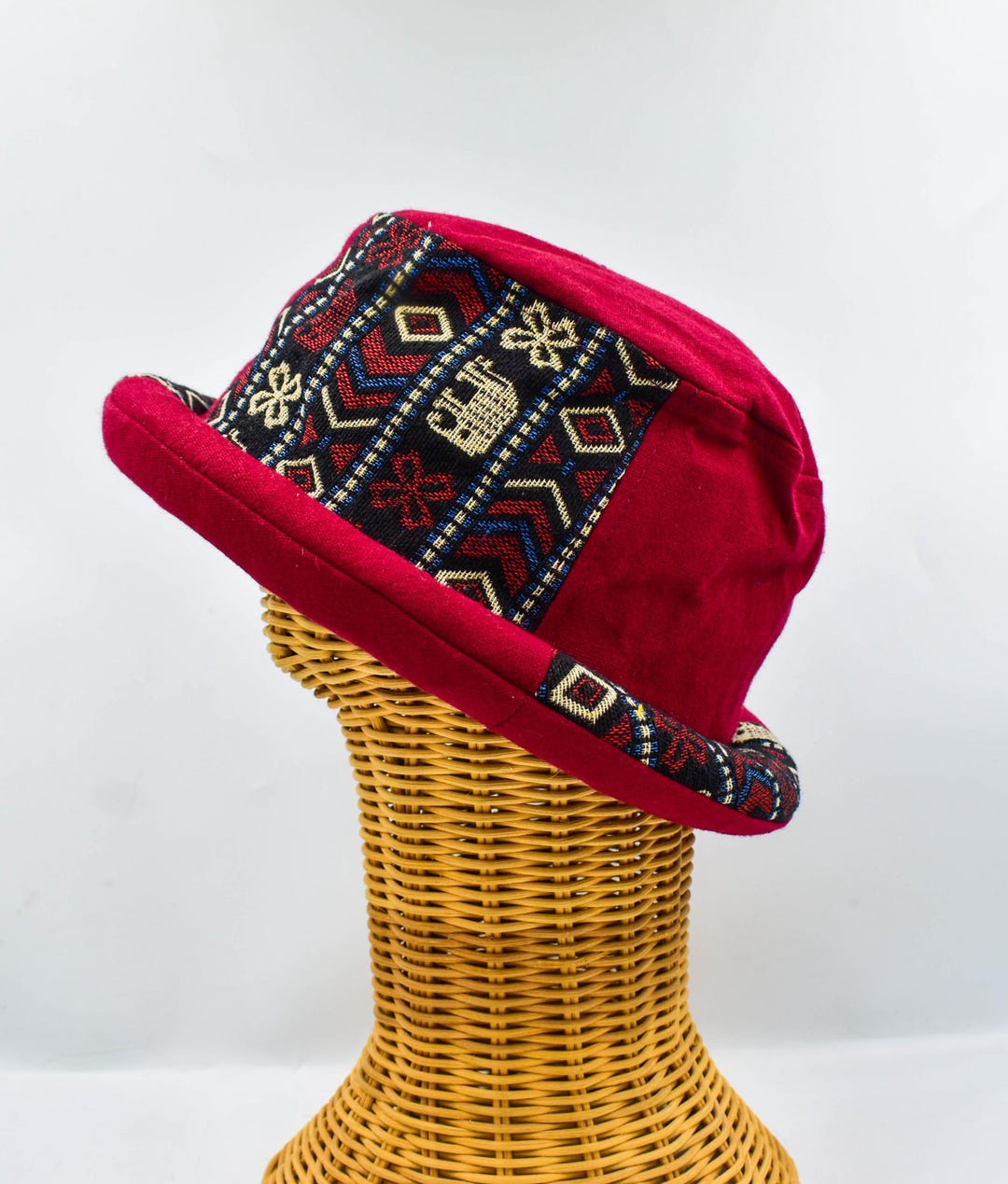 Boho Bucket Hat: Colorful Thai Hipster Roll Brim, Hill Tribe Fabric ...