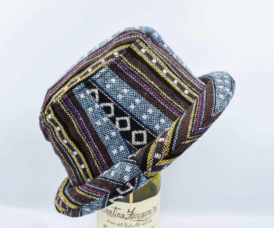 Hippie Bucket Hat, Boho Hat, Roll Brim Hat, Striped, Thai Hill Tribe ...